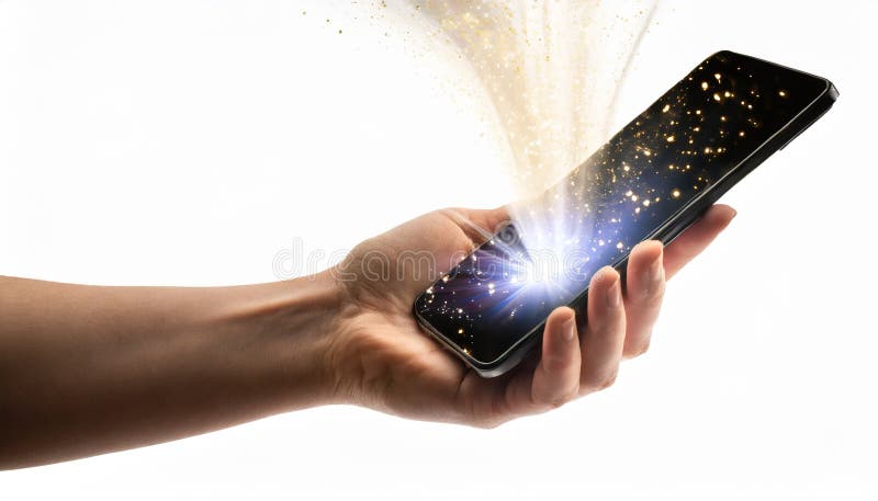 Magic inside smartphone stock illustration. Illustration of bright ...