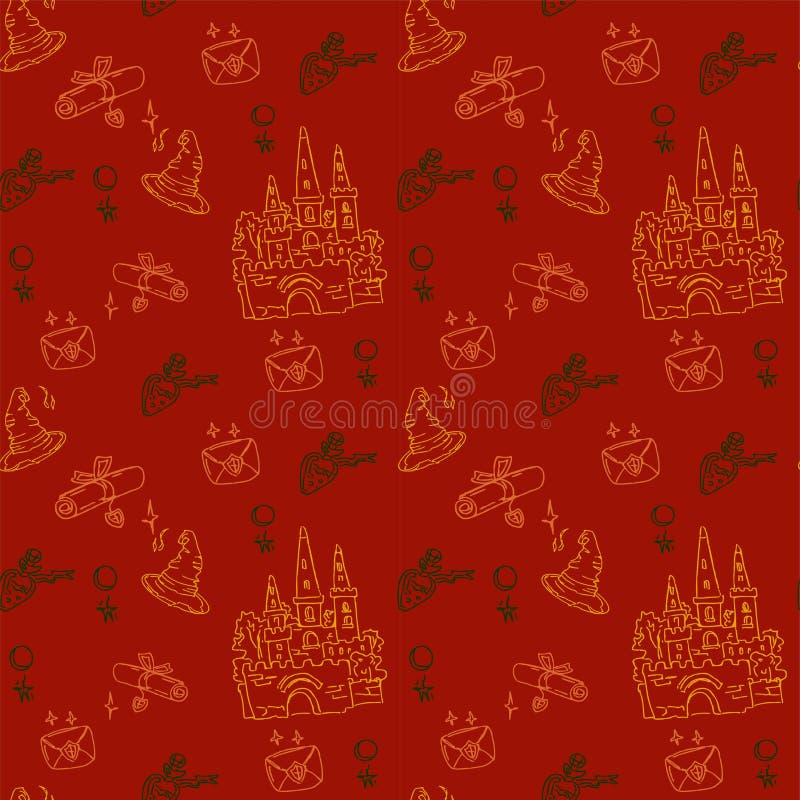 Magic Items Seamless Pattern in Hand Draw Style. School of Witchcraft ...