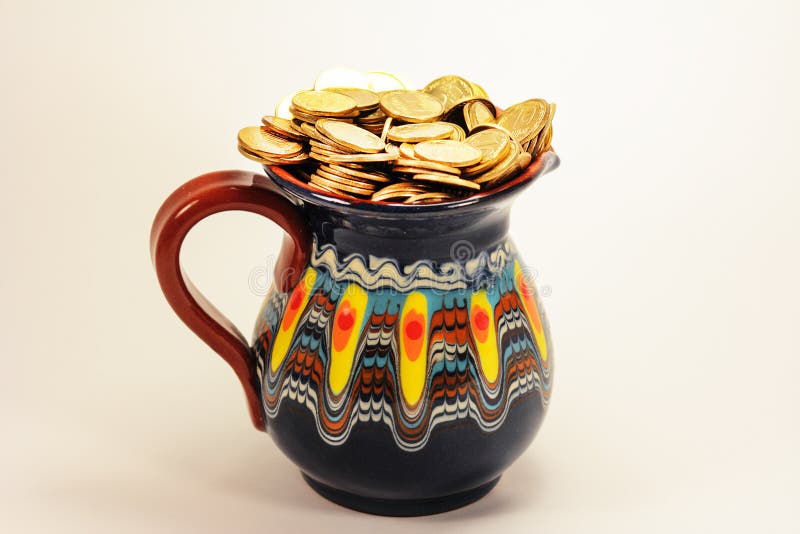 Magic the Jug with Gold Coins Stock Image - Image of closeup, magic ...