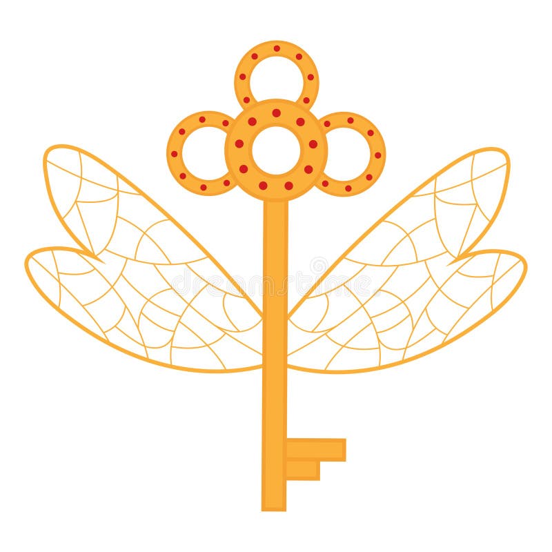 Magic Key with Wings. Vector Stock Vector - Illustration of protection ...