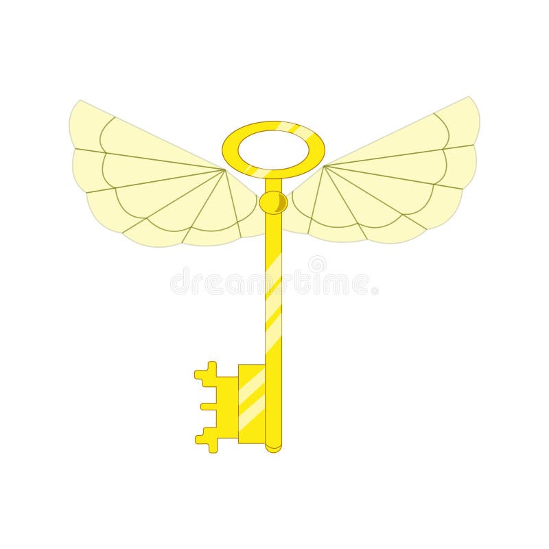 Key with wings. Vector stock vector. Illustration of font - 254814961