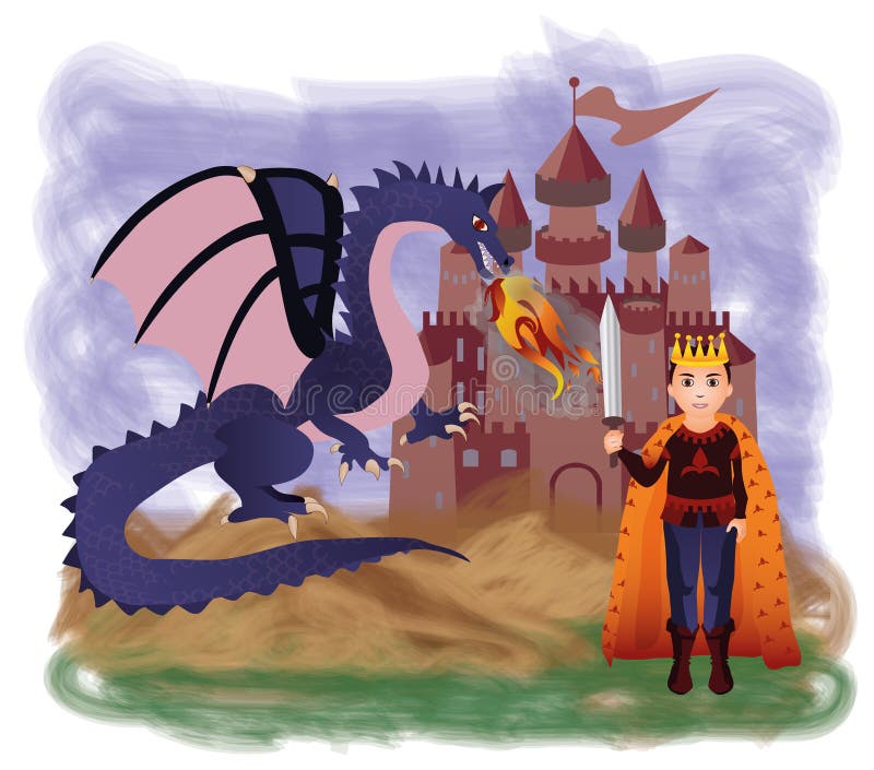 Magic king and dragon stock vector. Illustration of fire - 51577837