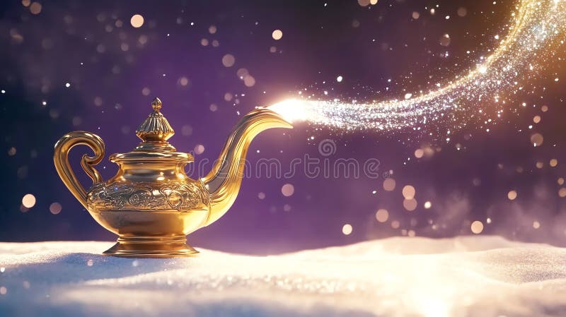 Magic lamp, AI generated stock illustration. Illustration of magic ...