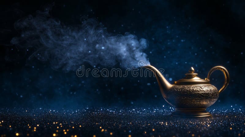 Magic Lamp Genie Smoke Sparkling Blue Stock Photos - Free & Royalty ...