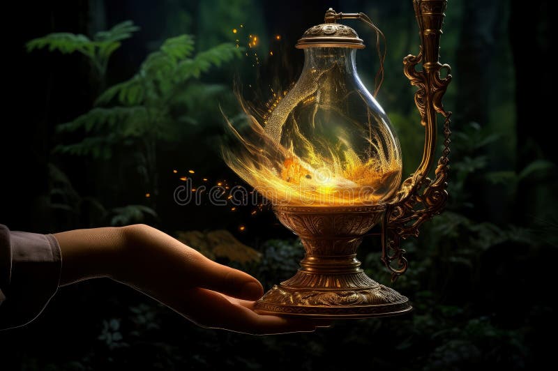 Magic lamp. Generate Ai stock illustration. Illustration of beautiful ...