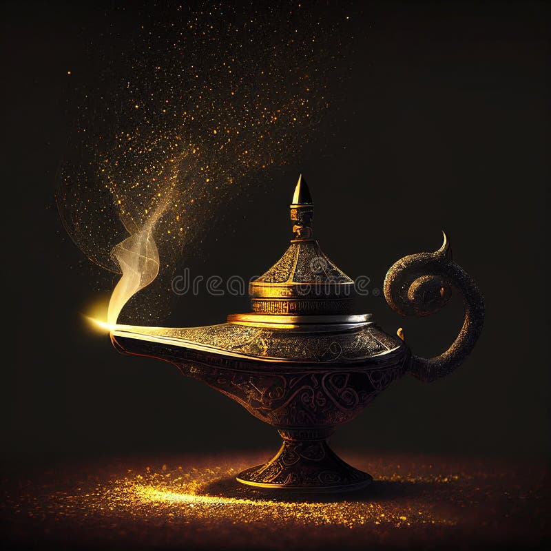 Magic Lamp Magician Paranormal Magic Lamp Glitteri Stock Illustration ...