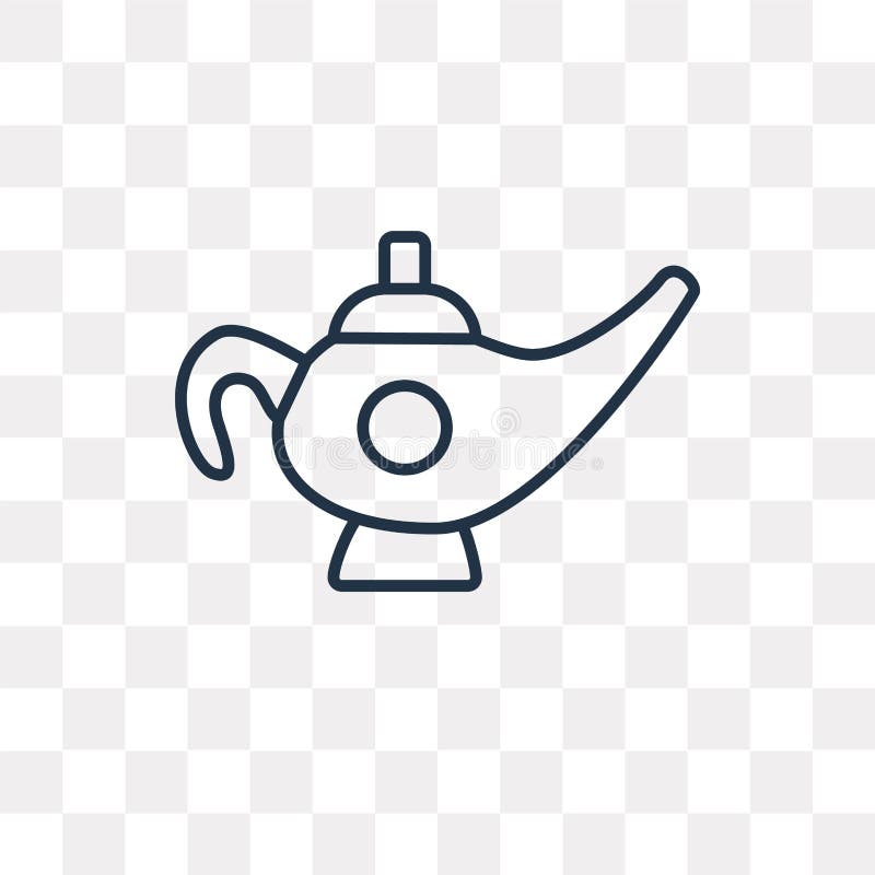 Magic Lamp Vector Icon Isolated on Transparent Background, Linear Magic ...