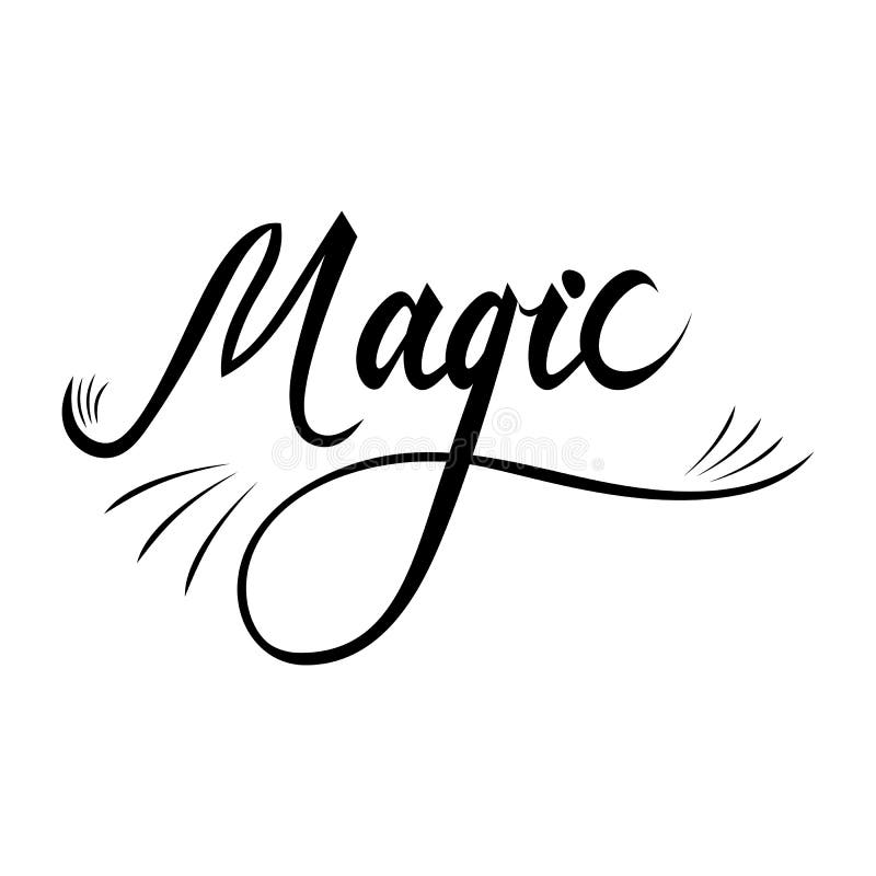 Magic Lettering Calligraphy. Hand Drawn Cute Lettering Postcard Stock ...