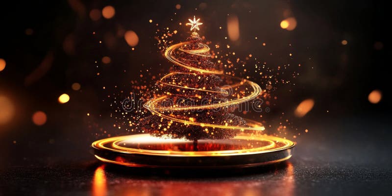 Magic Light Christmas Tree Spinning in a Festive Display with Sparkling ...