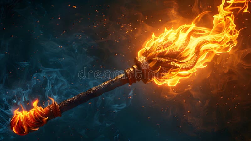 Magic Light Torch with Golden Beam, Spark and Glitter Vector ...