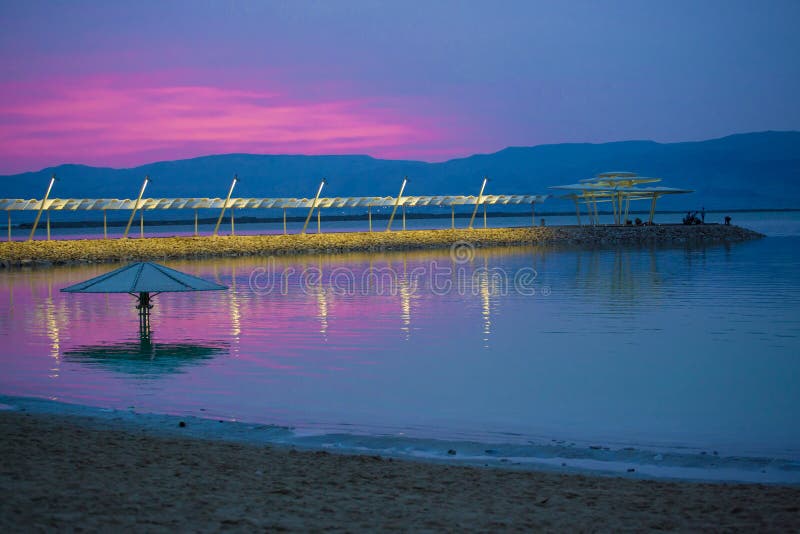 Magic Lilac Sunrise at the Dead Sea Stock Image - Image of didelis ...