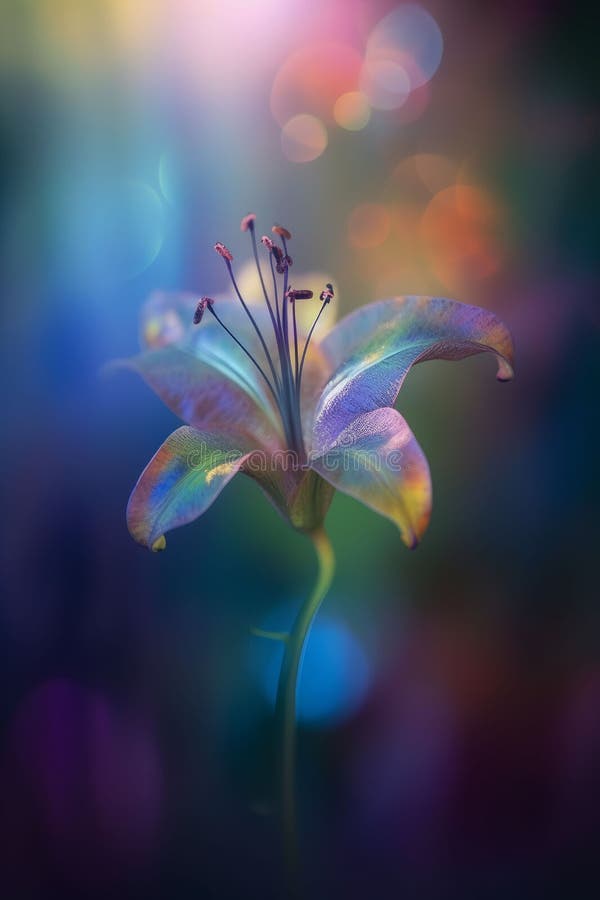 Magic Lily Flower Colorful Spectrum in the Dark Like a Dream Created ...