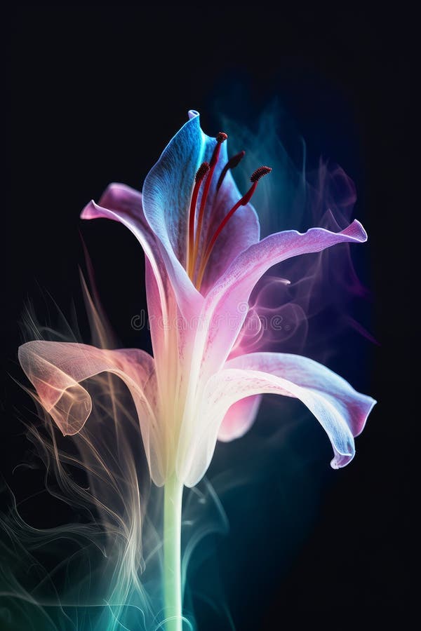 Magic Lily Flower Colorful Spectrum in the Dark Like a Dream Created ...