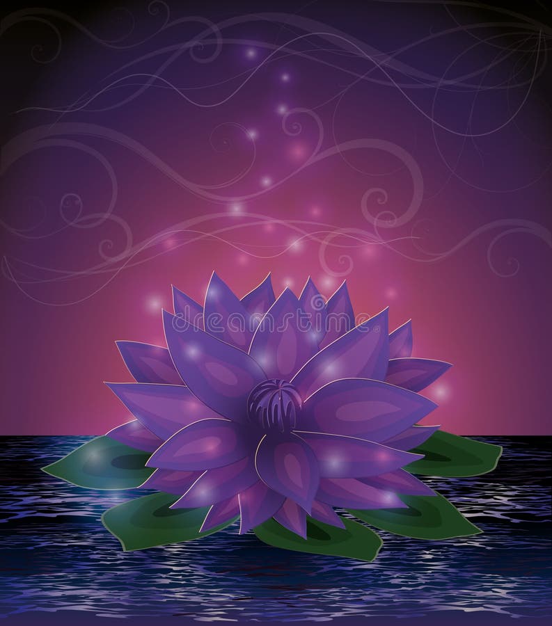 Magic lotus flower card stock vector. Illustration of mystery - 46049148