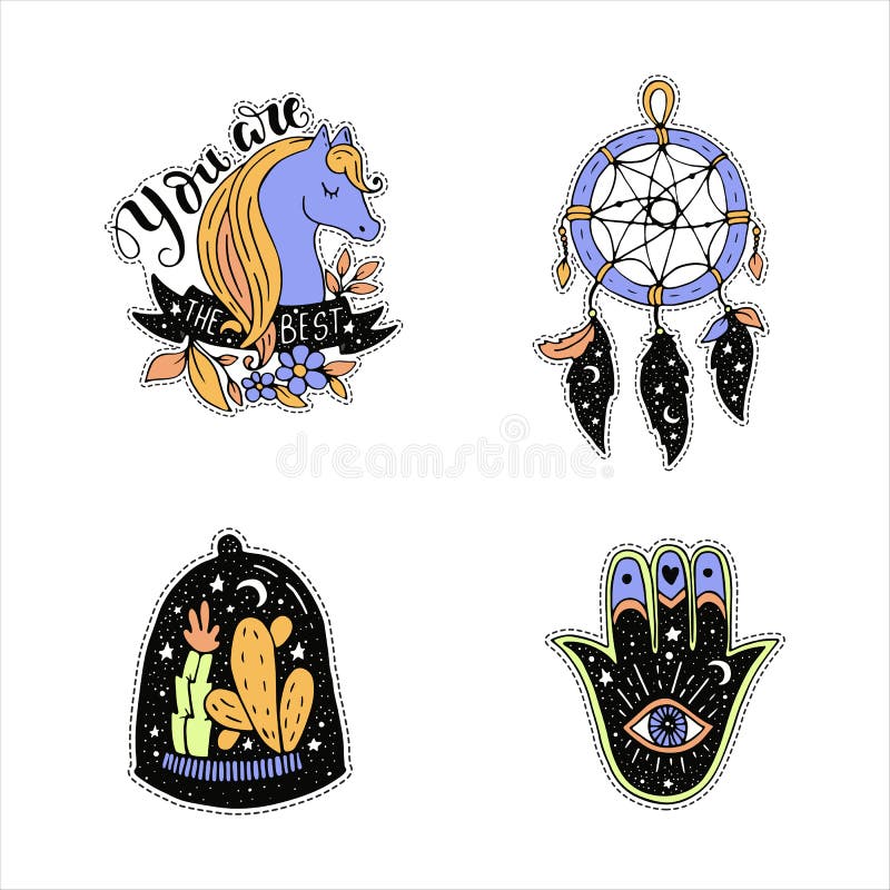 Magic Love Sticker Vector Illustration Isolated on White Stock Vector ...