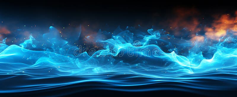Magic Luminous Azure Glow Design on Dark Background 3d Render_ Stock ...
