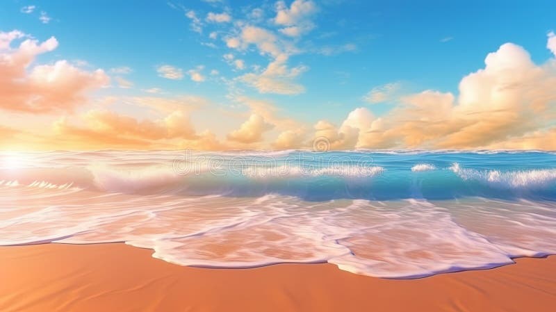 Magic Luminous Sandy Beach in Warm Shades Stock Illustration ...