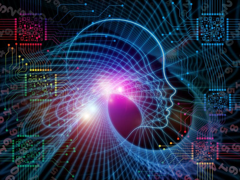 Magic of Machine Consciousness Stock Illustration - Illustration of ...