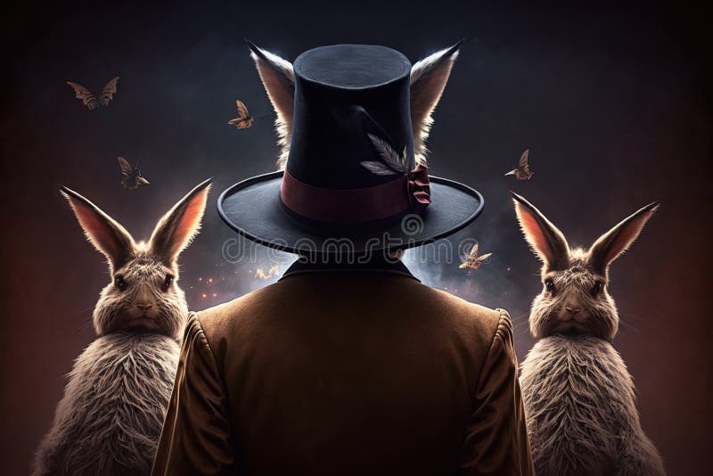 About Magic. Magician Hat and Bunnies Back View, Created with ...