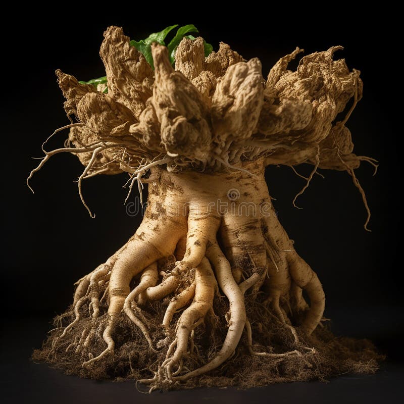 Magic Mandrake Root, Close-up Isolated on Black, Stock Illustration ...