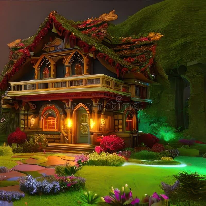 Magic Mansion, Fantasy Style. AI Generated Stock Illustration ...