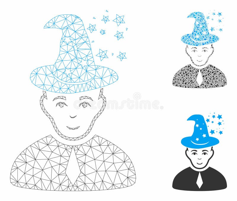 Magic Master Vector Mesh 2D Model and Triangle Mosaic Icon Stock Vector ...