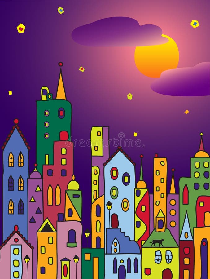 Magic medieval town stock vector. Illustration of neighbors - 54010268