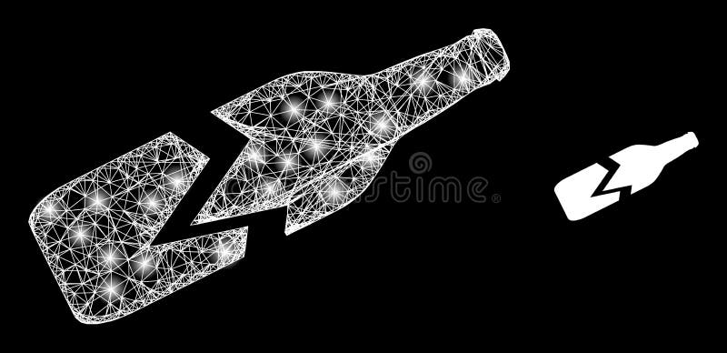 Polygonal Carcass Mesh Broken Beer Bottle with Light Spots Stock Vector ...