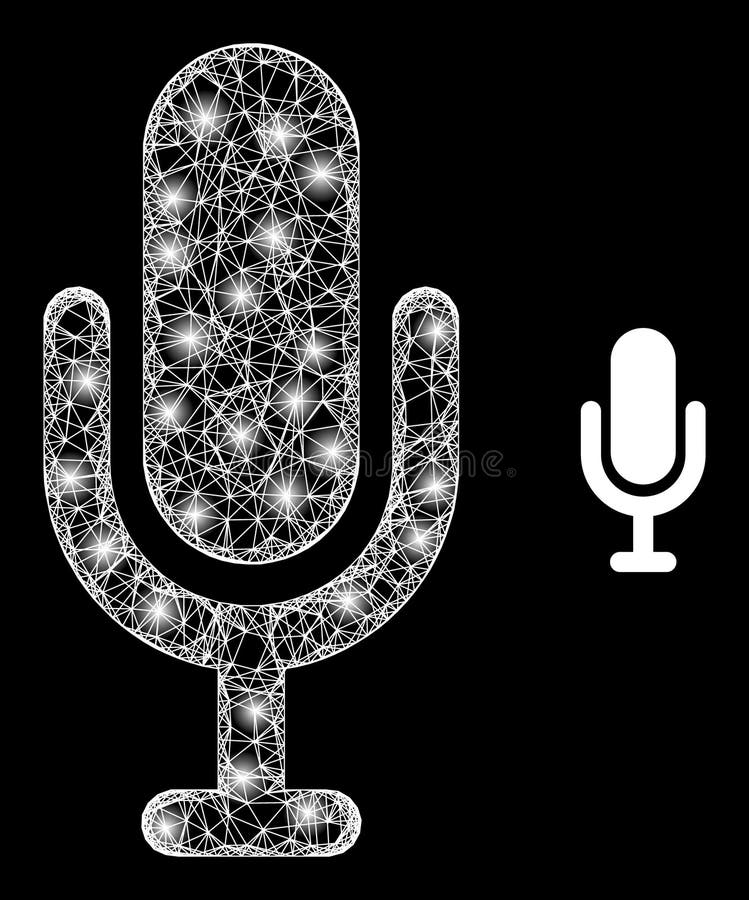 Polygonal Carcass Mesh Microphone with Light Spots Stock Vector ...