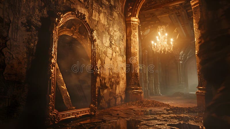 Magic Mirror Showing an Alternate Reality Stock Illustration ...