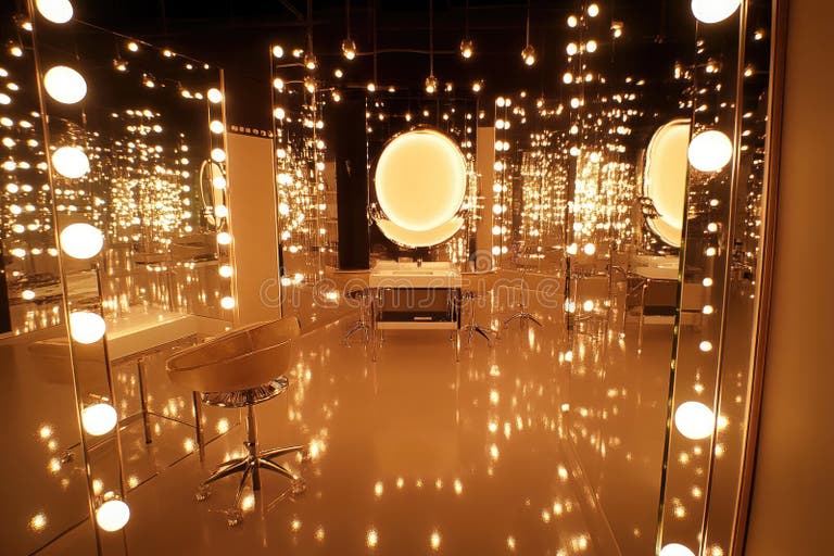 A Magic Mirror Vanity Room Where Reflections Shift with Changing Lights ...