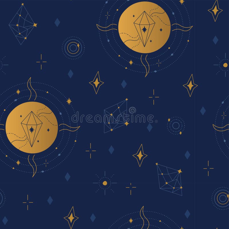 Magic Moon Pattern with Cosmic and Mystical Elements. Stock ...