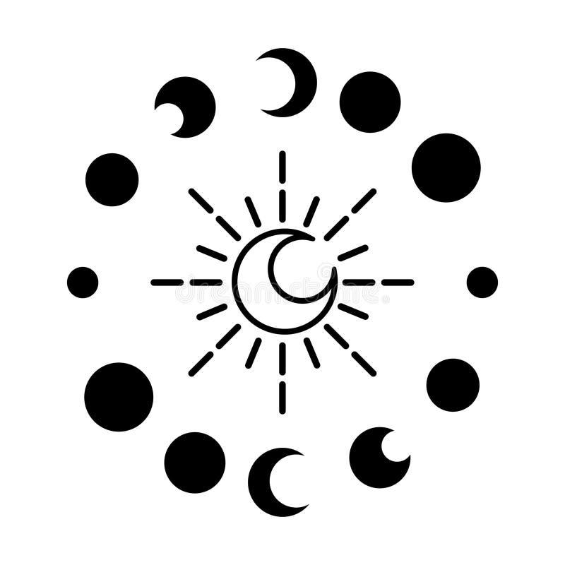 Magic Moon and Stars Icon. Graphic Elements for Astrology. Boho Witch ...