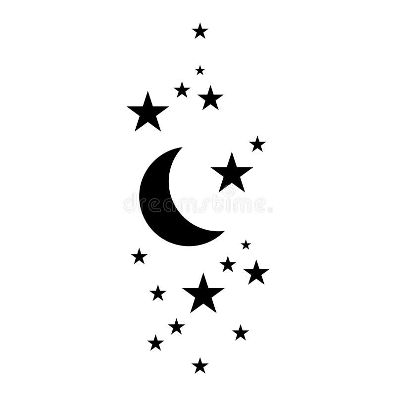 Magic Moon and Stars Icon. Graphic Elements for Astrology. Boho Witch ...