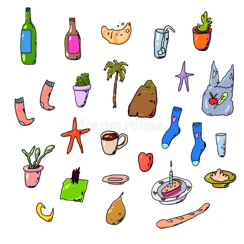 Magic Multi-colored Set of Beautiful Items for Life Stock Illustration ...