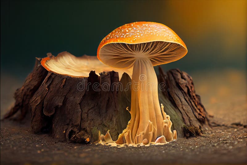 Magic Mushroom Growing from Decaying Tree Stump Stock Photo - Image of ...