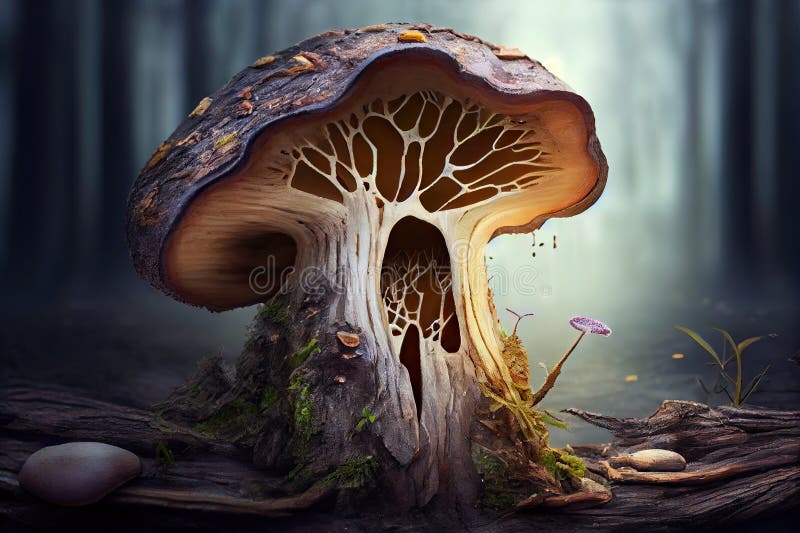 Mushroom Growing Tree Stock Illustrations – 350 Mushroom Growing Tree ...