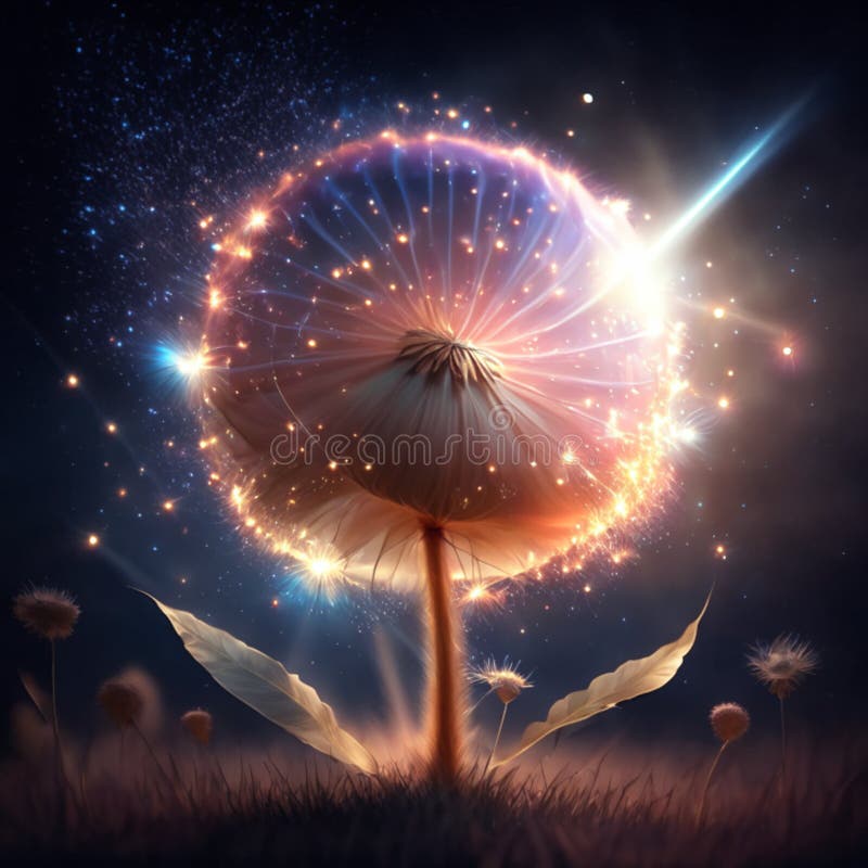 Magic Mushroom in the Night Sky. 3d Rendering, 3d Illustration Stock ...