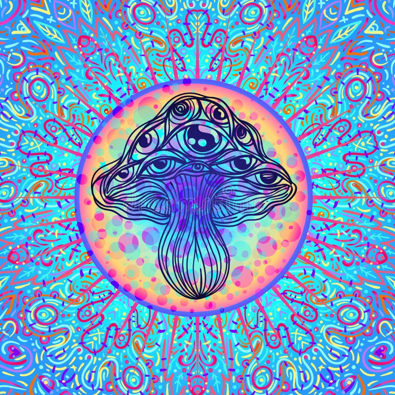 Magic Mushrooms. Psychedelic Hallucination. Vibrant Vector Illustration ... Magic Mushrooms. Psychedelic Hallucination. Vibrant Vector Illustration ...