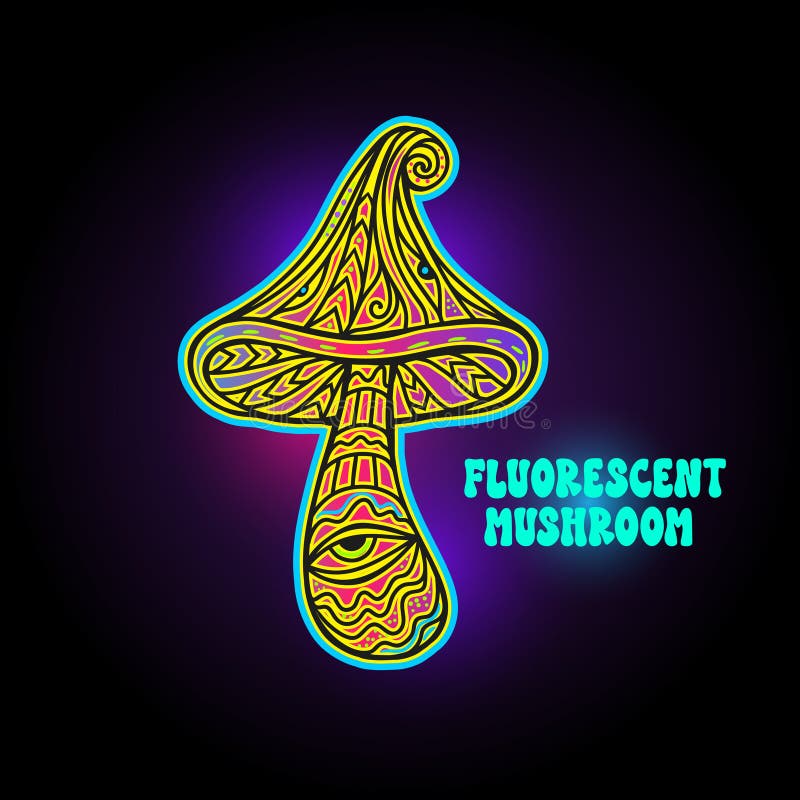 Magic Mushrooms. Psychedelic Pattern Fluorescent, Neon Stock Vector ...