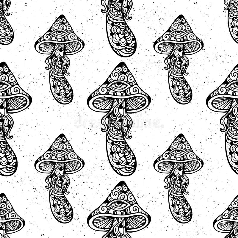 Magic Mushrooms. Psychedelic Pattern Stock Vector - Illustration of ...