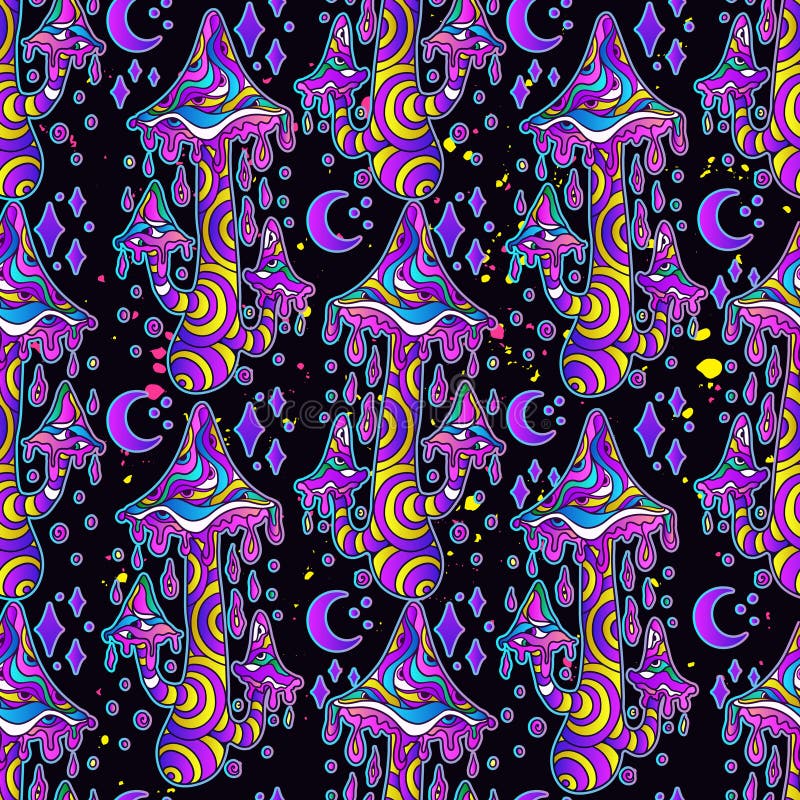 Magic Mushrooms. Vector Illustration. Mushrooms Hippie Stock ...