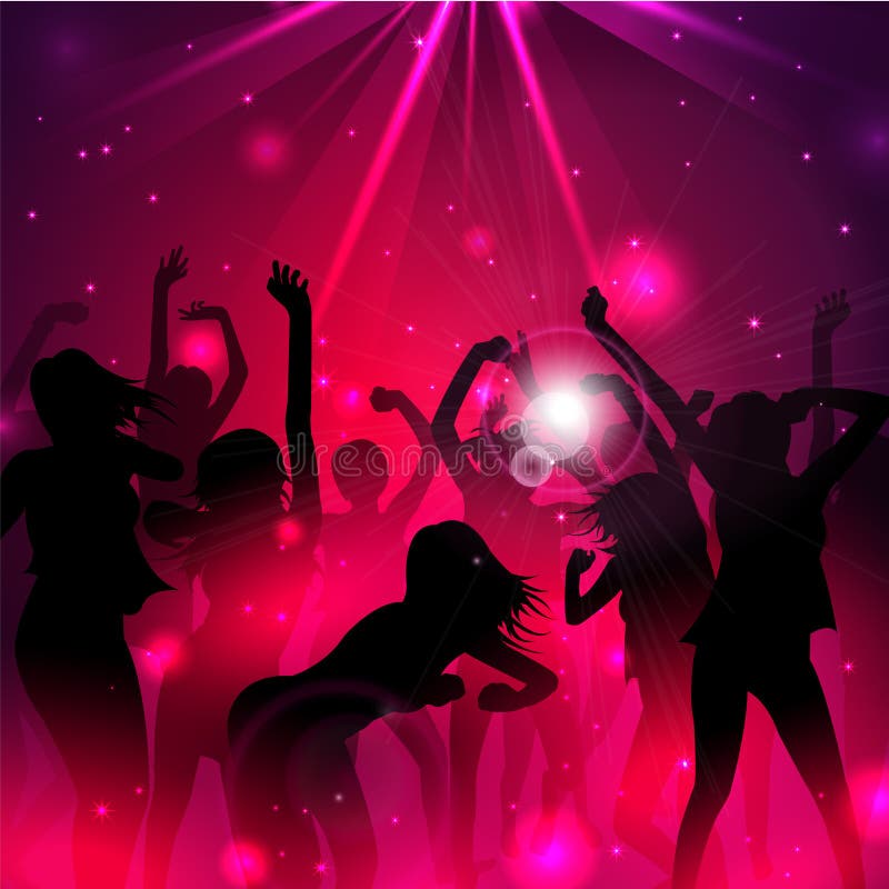 Magic Music Background with Silhouettes of Dancing Girls - Vector Stock ...