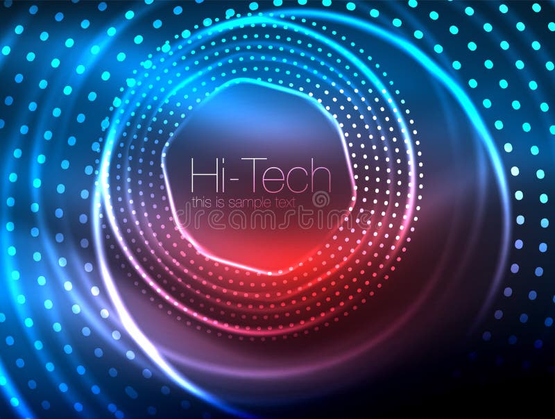 Magic Neon Circle Shape Abstract Background, Shiny Light Effect ...