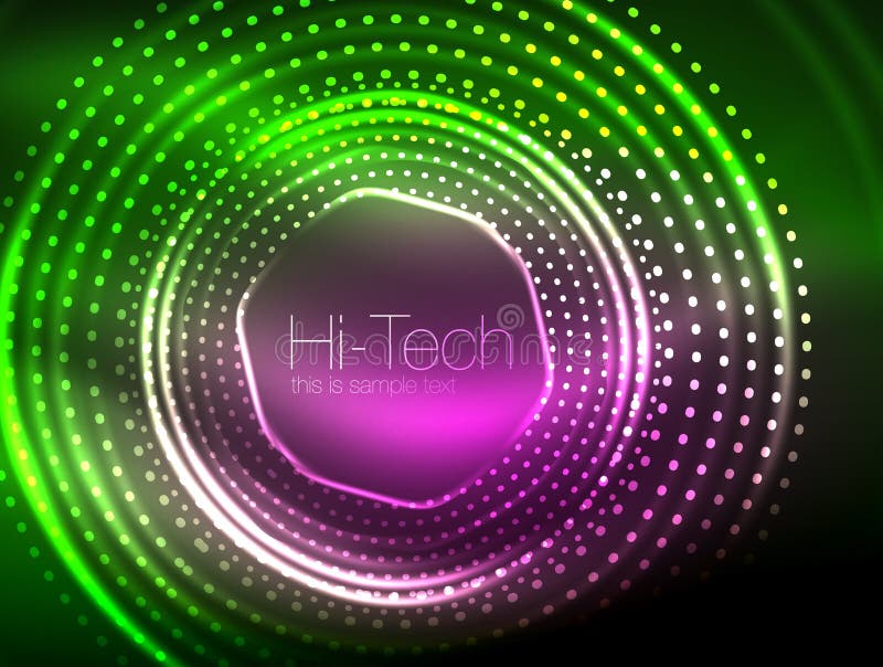 Magic Neon Circle Shape Abstract Background, Shiny Light Effect ...