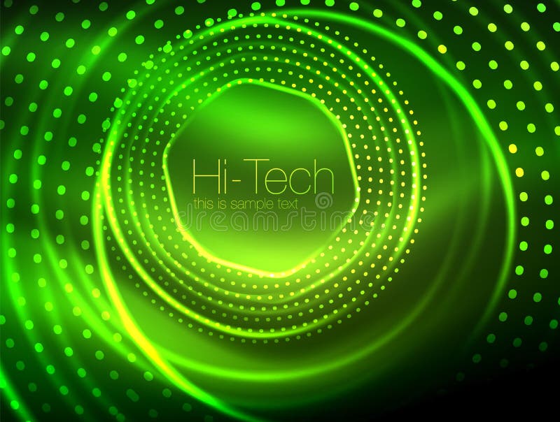 Magic Neon Circle Shape Abstract Background, Shiny Light Effect ...