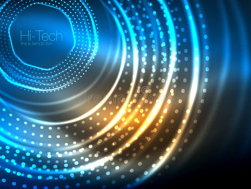 Magic Neon Circle Shape Abstract Background, Shiny Light Effect ...