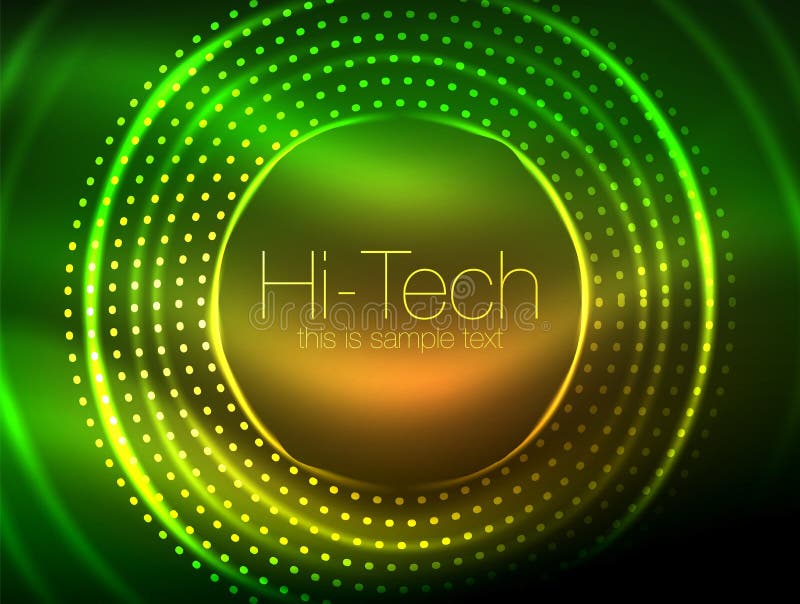 Magic Neon Circle Shape Abstract Background, Shiny Light Effect ...