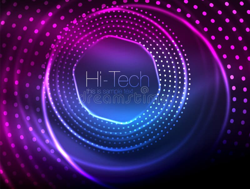 Magic Neon Circle Shape Abstract Background, Shiny Light Effect ...