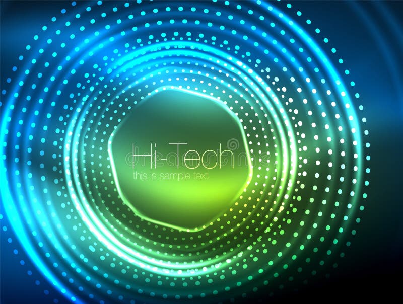 Magic Neon Circle Shape Abstract Background, Shiny Light Effect ...